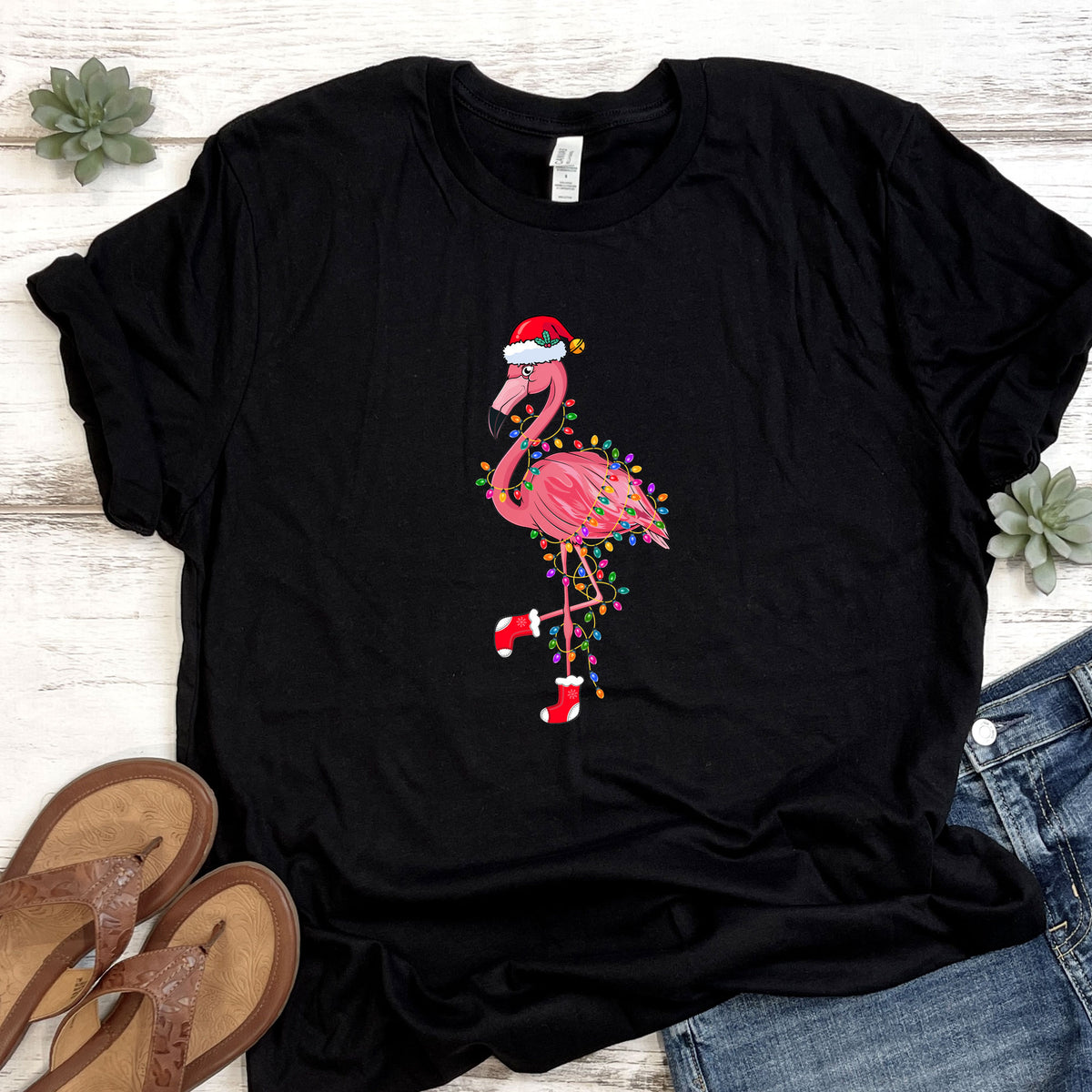 Christmas Flamingo DTF — Sunny Daze Transfers