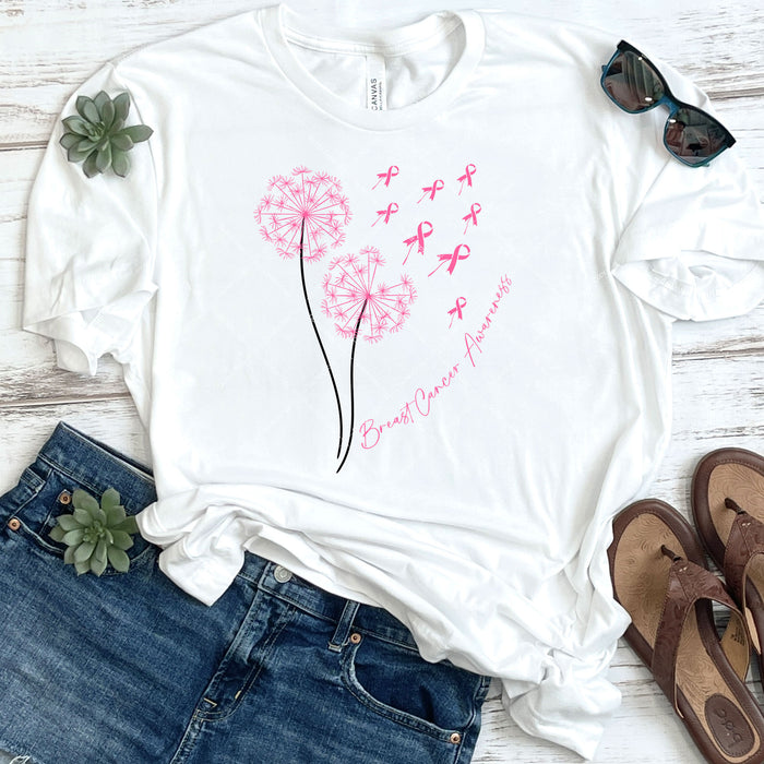 Pink Ribbon Dandelion DTF Transfer — Sunny Daze Transfers