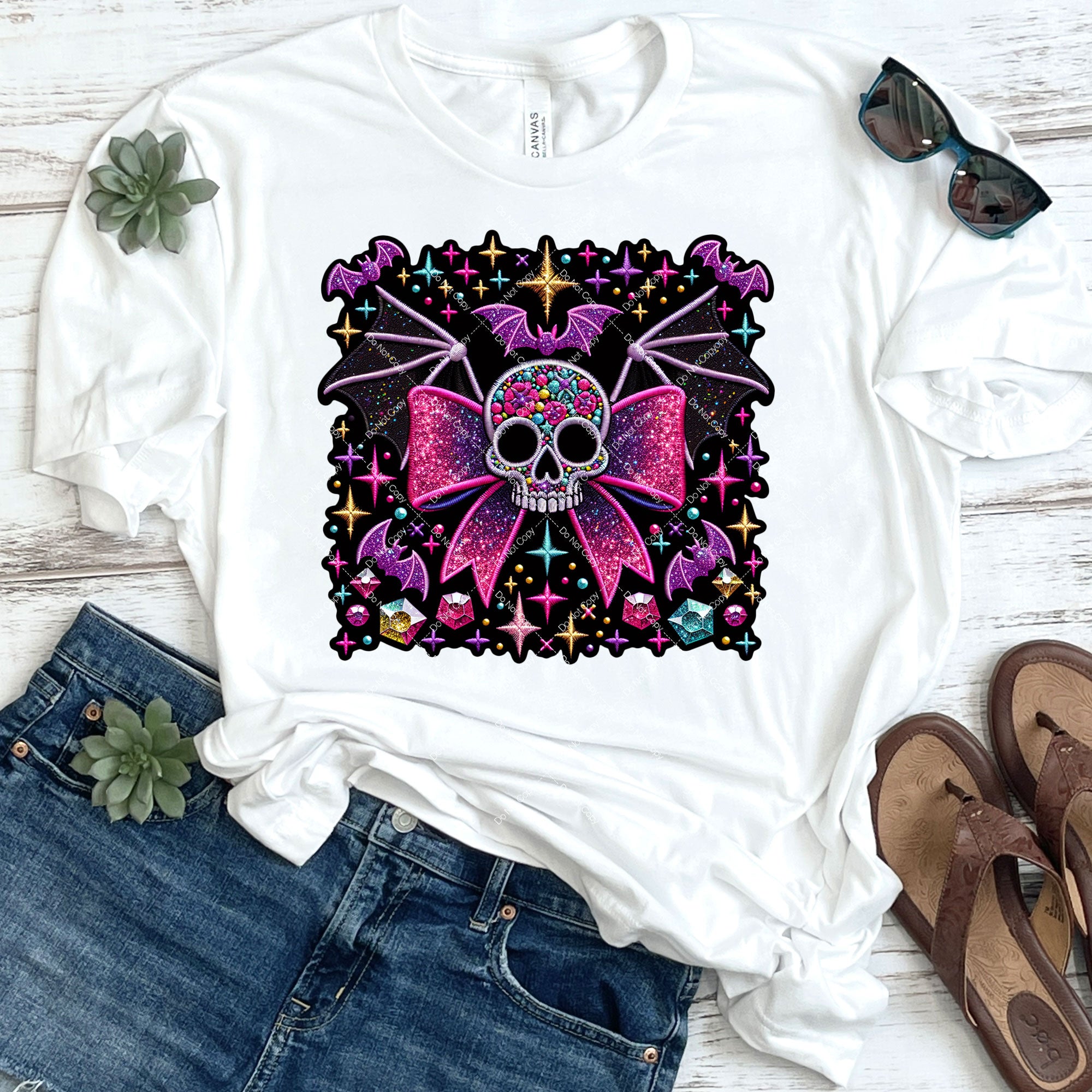 Bat Skull With Bow DTF Transfer – Sunny Daze Transfers