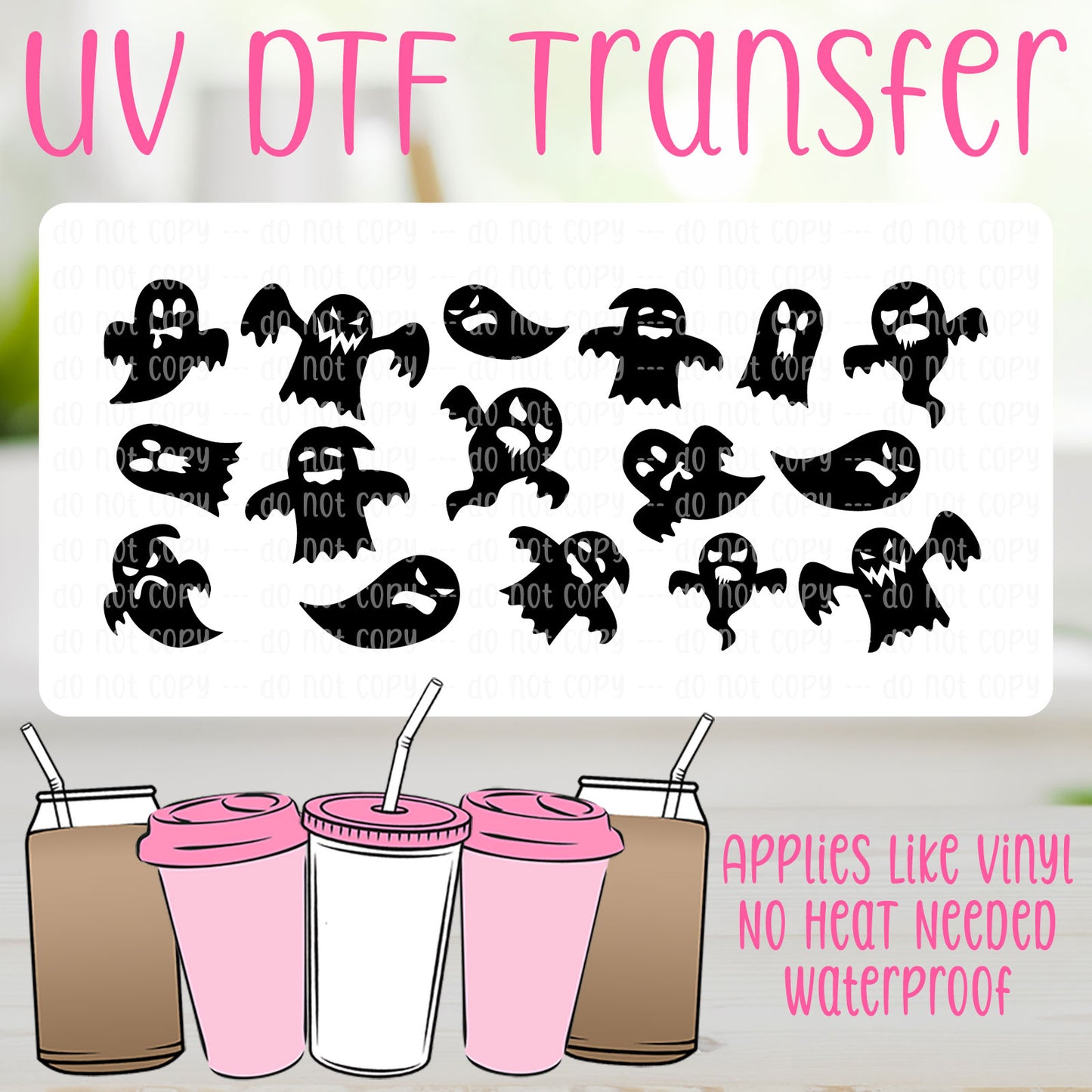Halloween Ghosts UV DTF Can Wrap – Sunny Daze Transfers