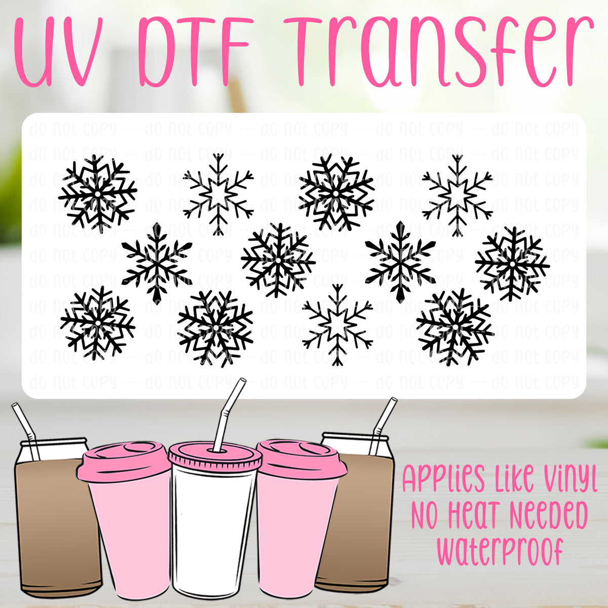 Snowflakes UV DTF Can Wrap — Sunny Daze Transfers