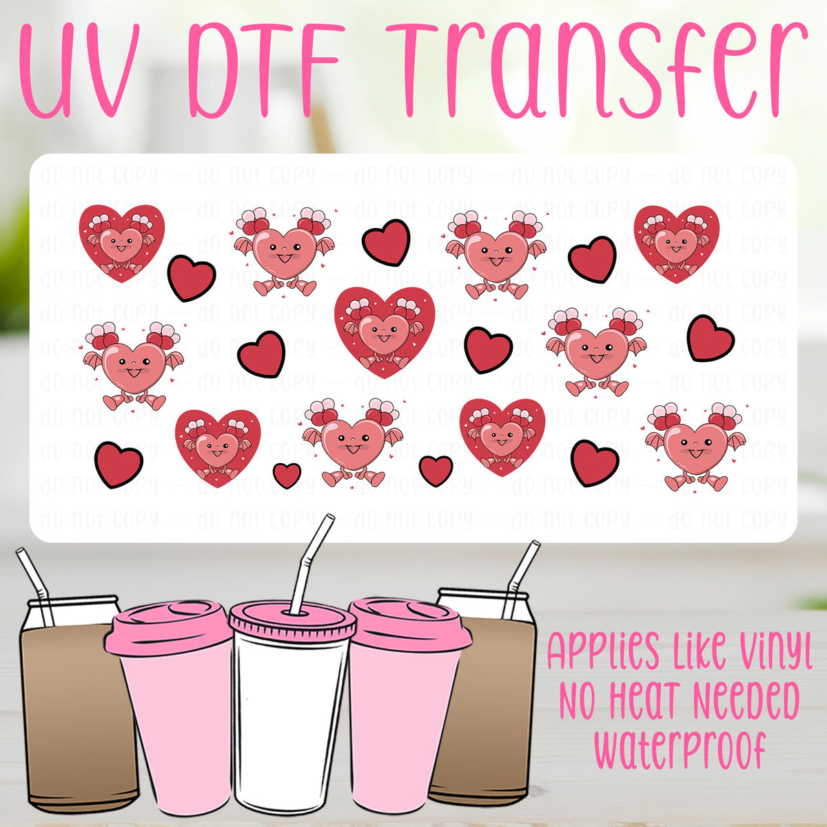 Heart Cartoon UV DTF Can Wrap — Sunny Daze Transfers