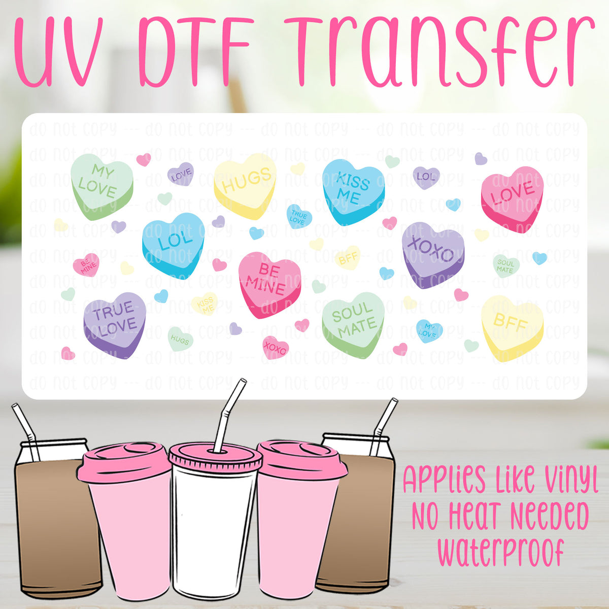 Cartoon Heart Candy UV DTF Can Wrap — Sunny Daze Transfers