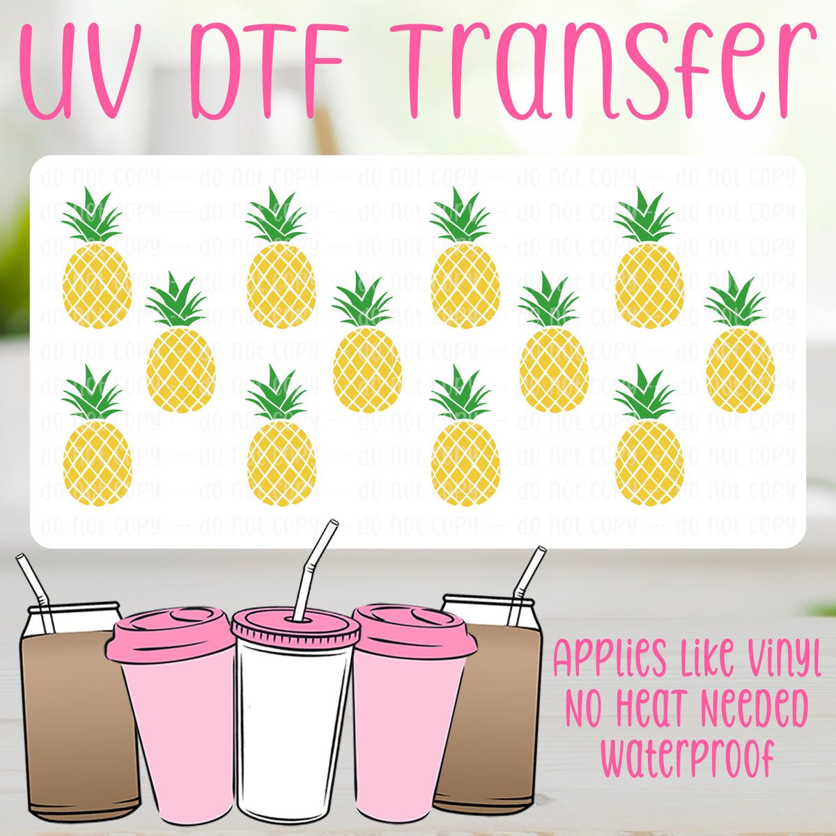 Pineapple x2 UV DTF Can Wrap — Sunny Daze Transfers