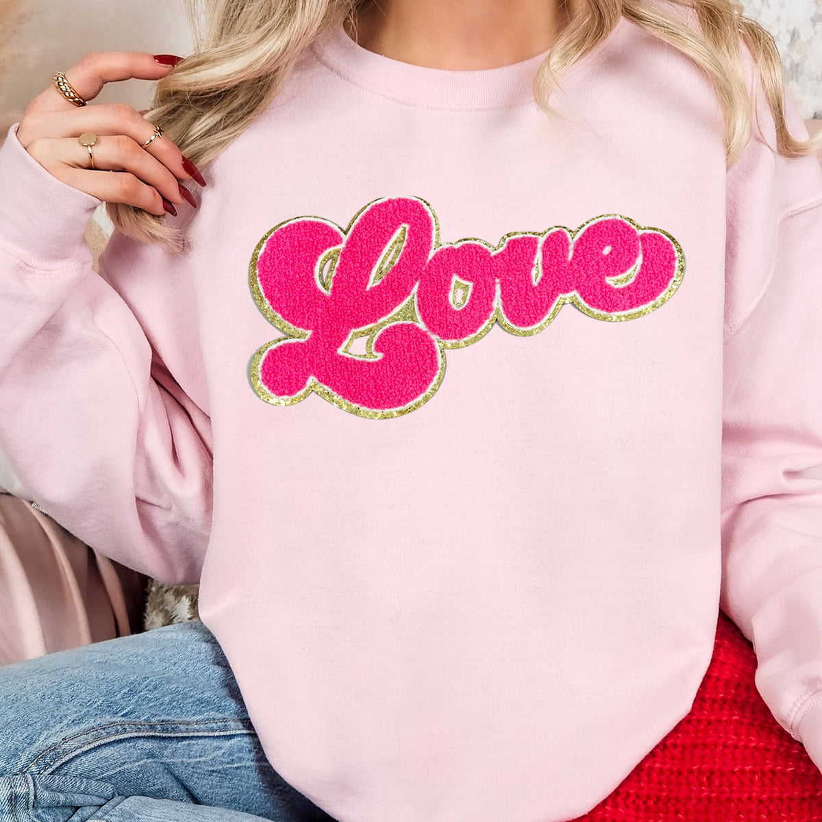 Love Chenille Patch - Bright Pink — Sunny Daze Transfers
