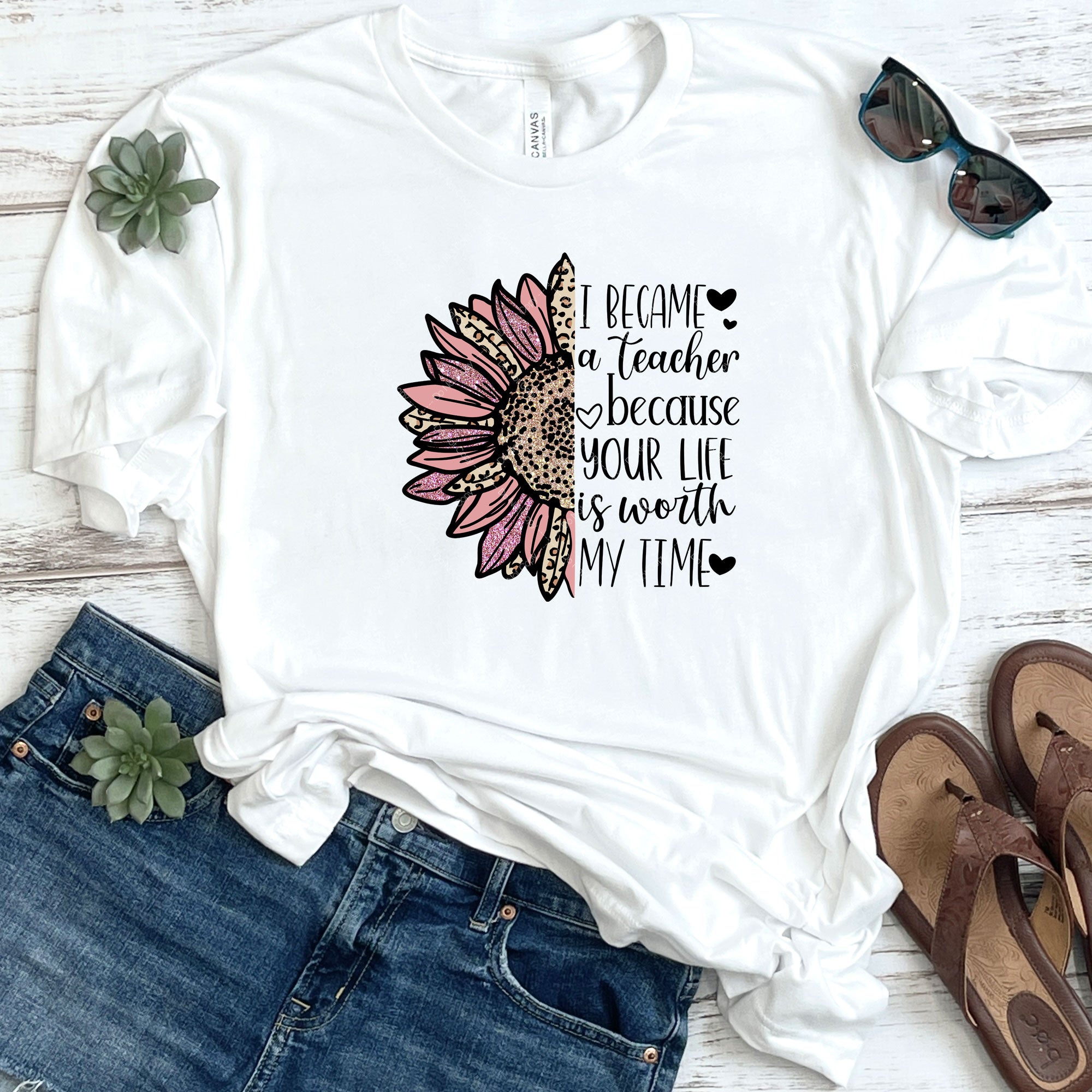 Teacher Sunflower Motto DTF – Sunny Daze Transfers