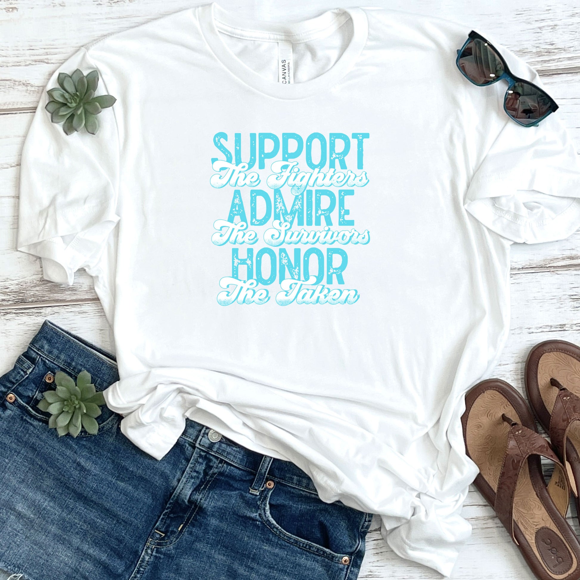 Support The Fighters Admire The Survivors in Blue DTF – Sunny Daze ...