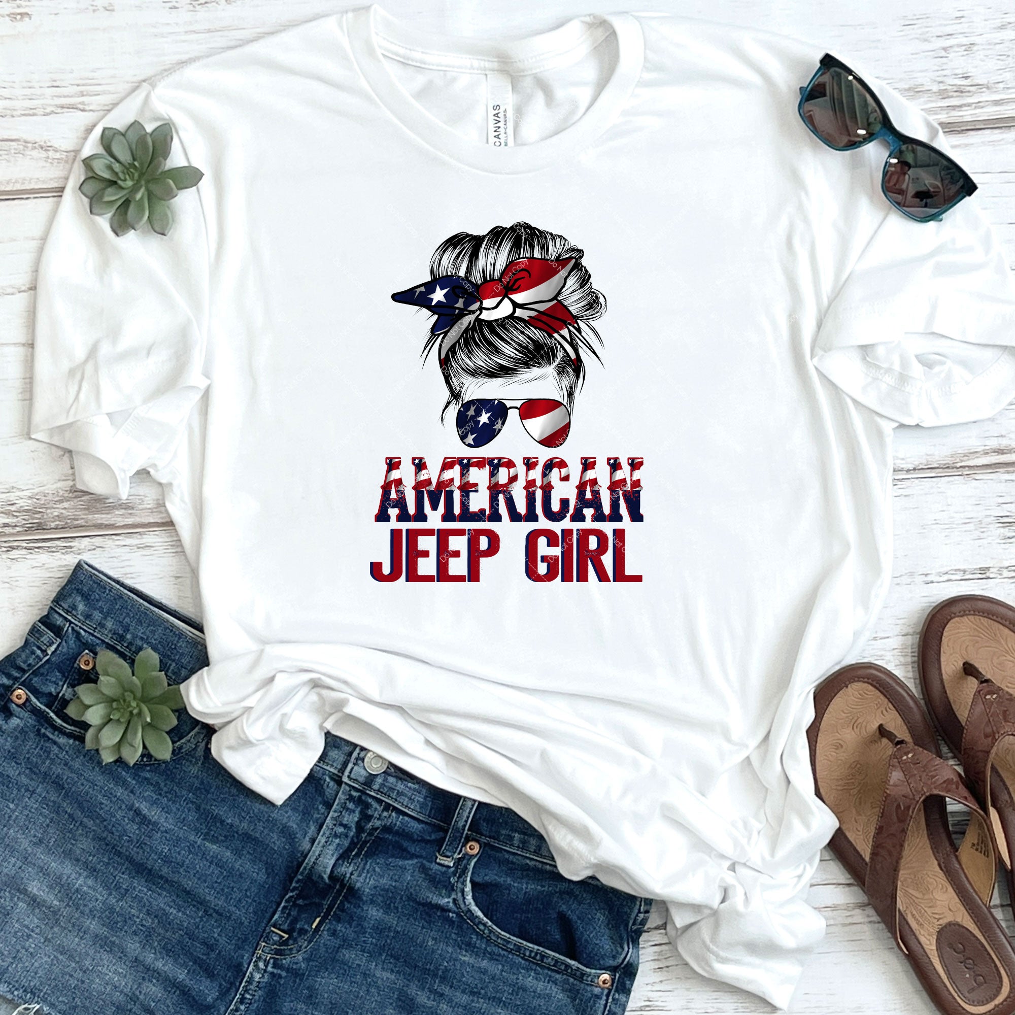 Messy Bun American Jeep Girl DTF – Sunny Daze Transfers